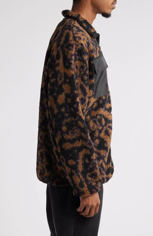 Vans Debrusk Leopard Print Fleece Jacket In Sepia/ Black - 50% Off